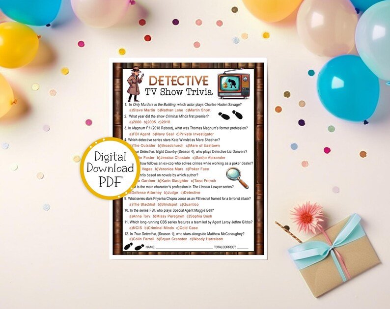 Detective TV Show Trivia Printable Game - Etsy