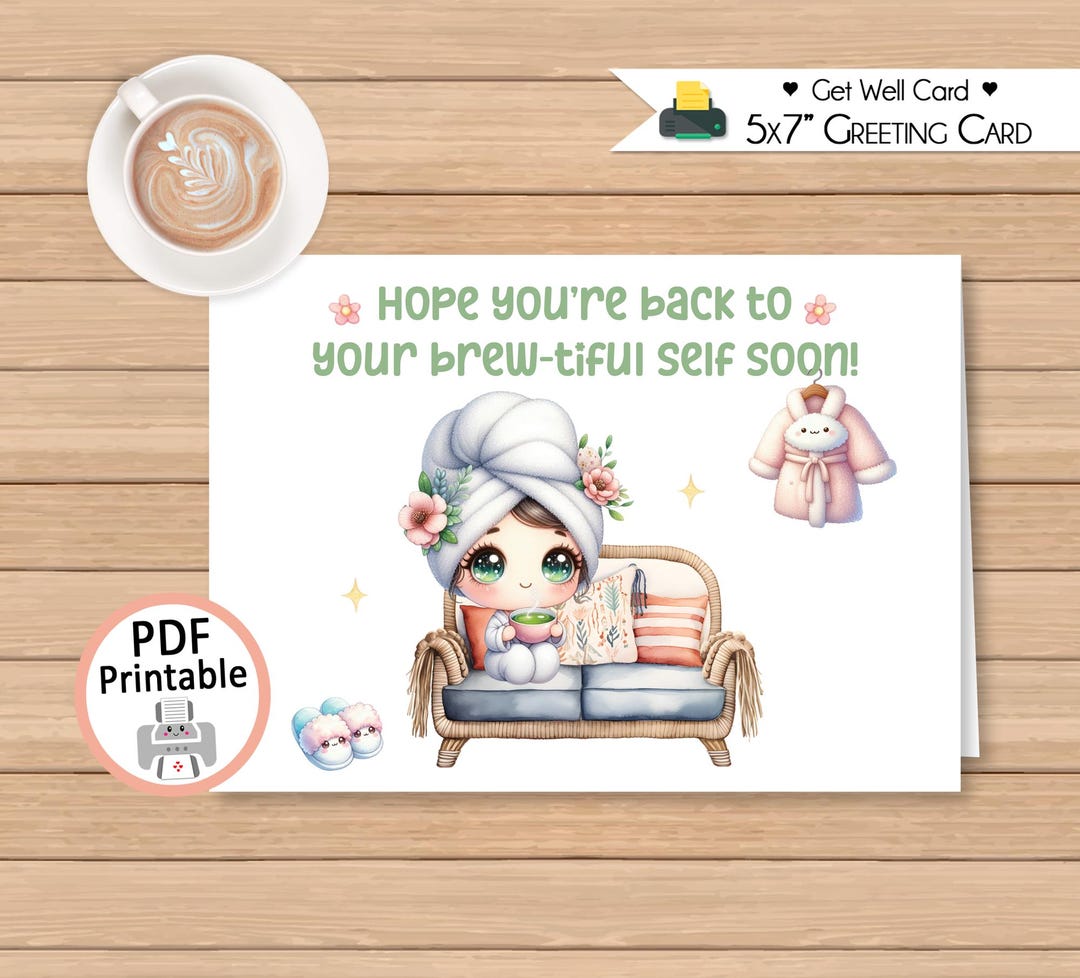 Comforting Get Well Card: Greeting Card 5x7 in (digital Download PDF ...