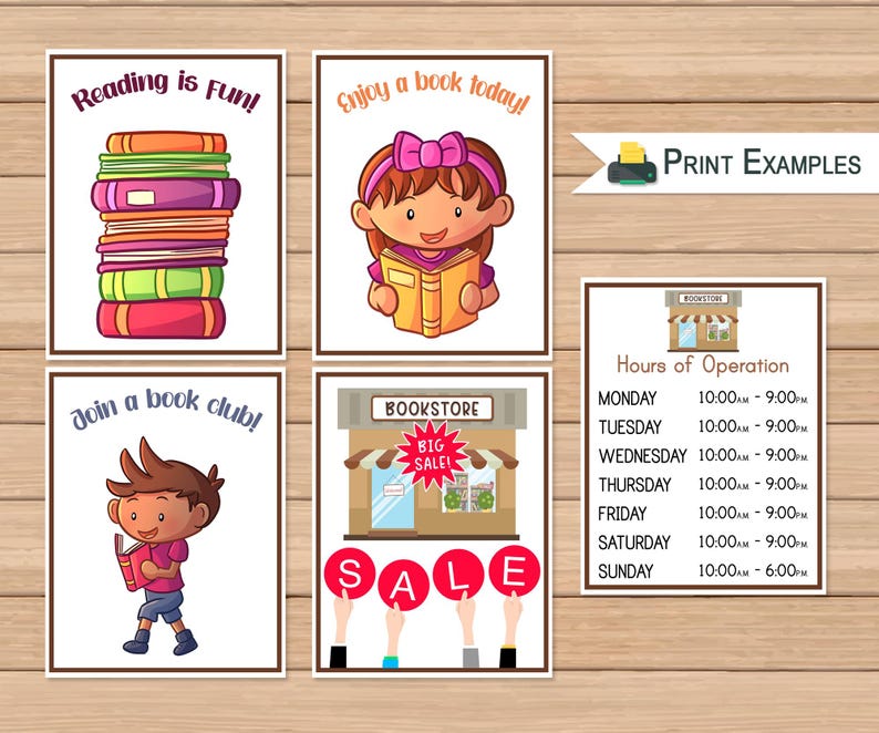 Pretend Play Bookstore: Printable Kids Dramatic Play Set (PDF Download ...