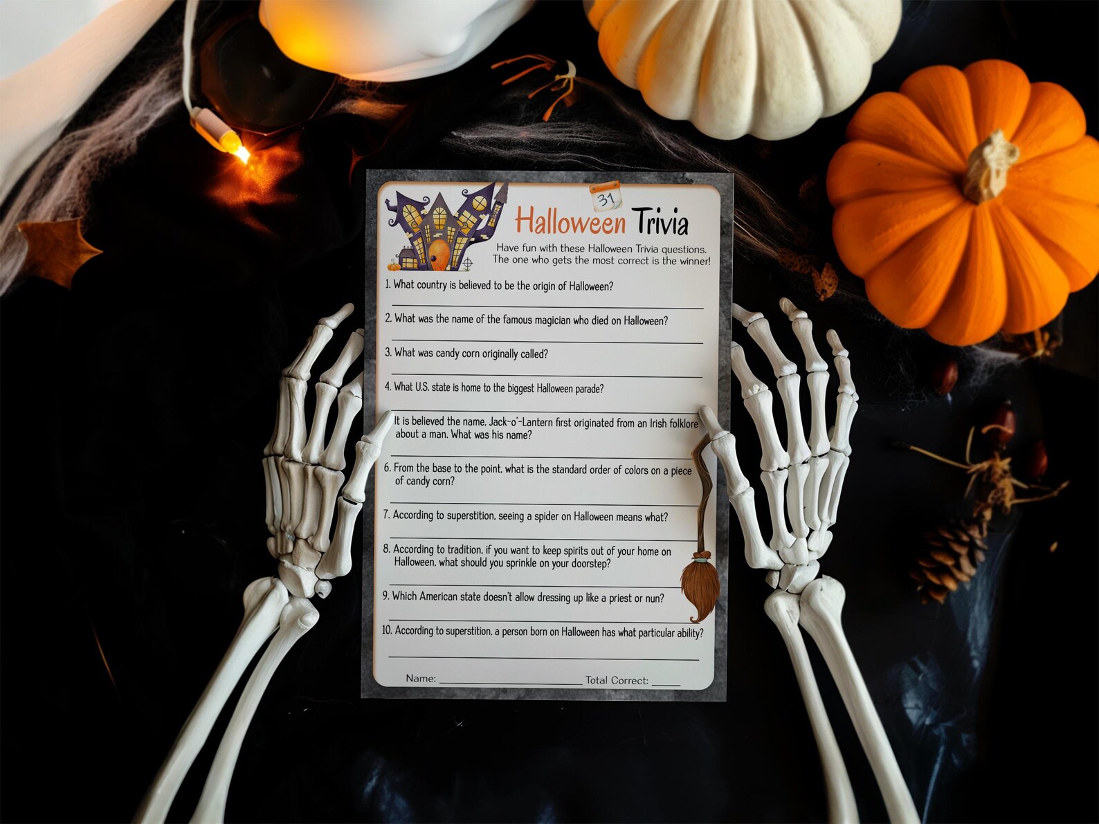 Halloween Trivia Game: Printable Party Quiz (digital Download PDF) - Etsy