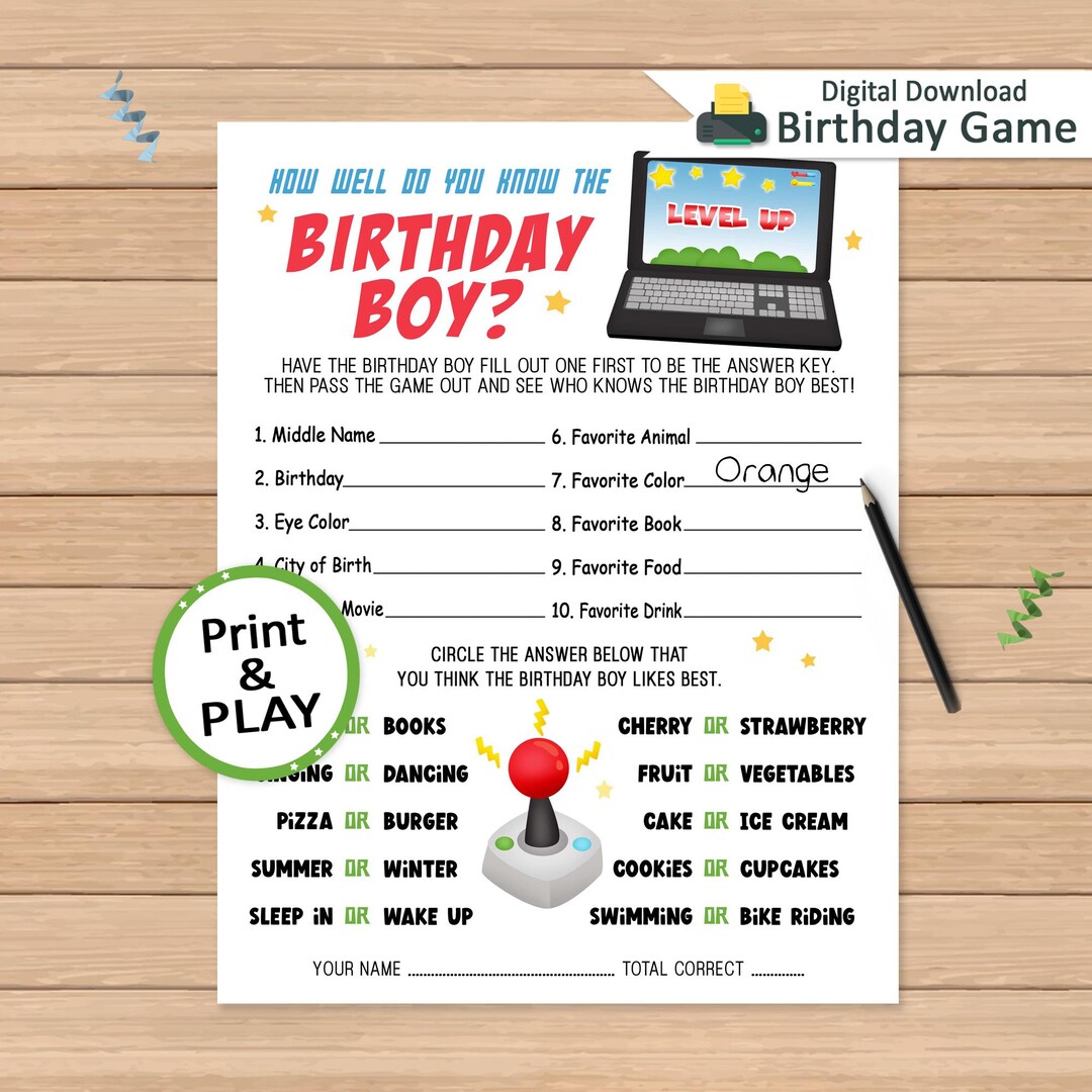 How Well Do You Know the Birthday Boy Game | Gamer Themed Birthday Game ...