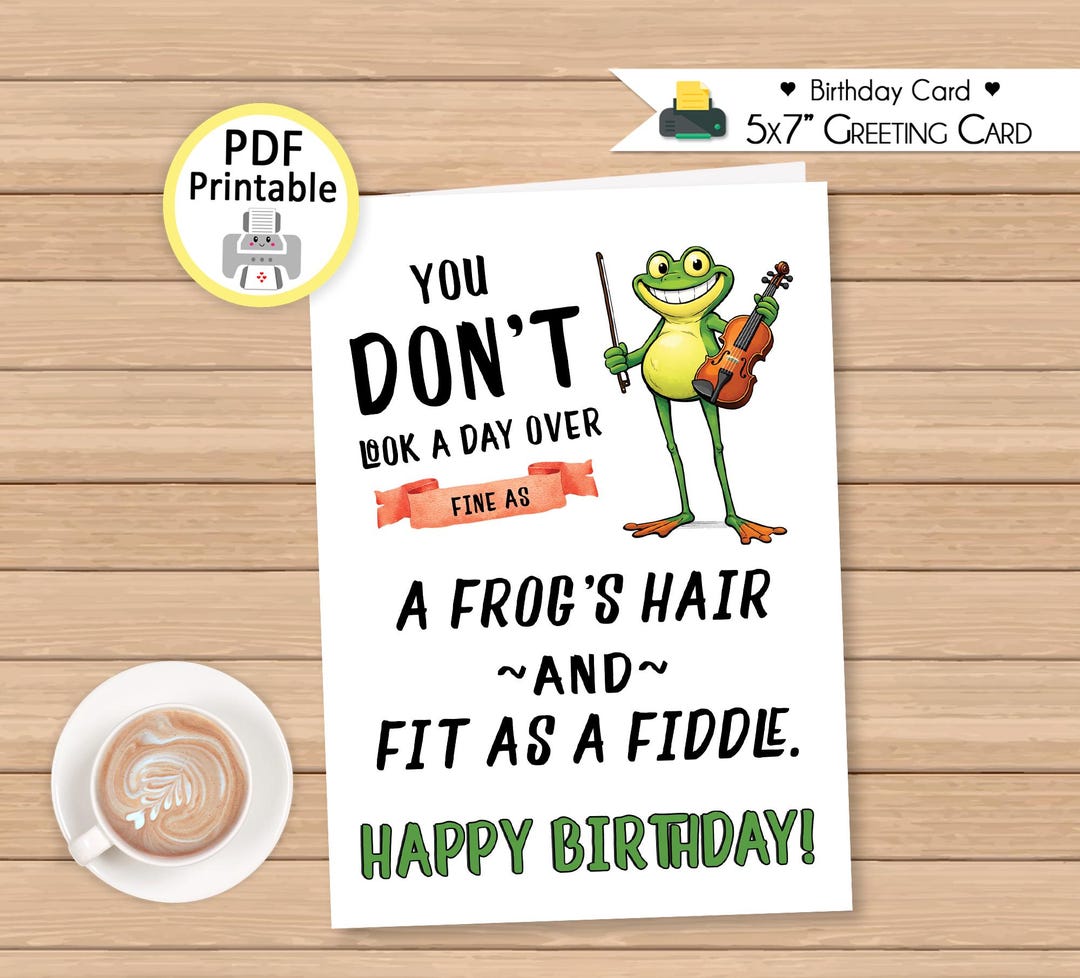 Funny Frog Birthday Card - Printable Card 5x7 in (digital Download PDF ...