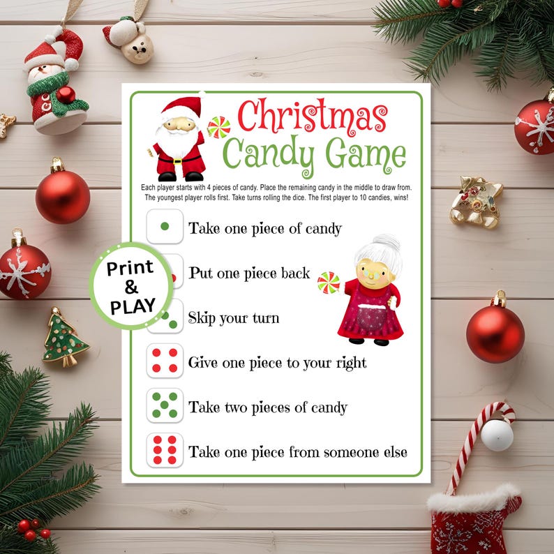 Christmas Candy Game: Printable Holiday Party Activity (PDF Download ...