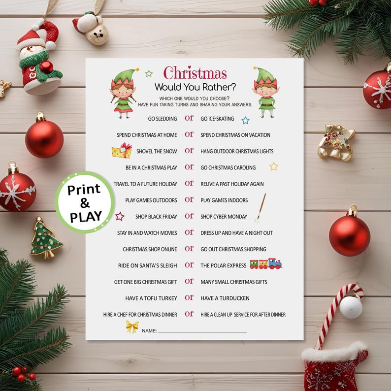 Christmas Would You Rather - Holiday Activity (PDF Download) - Etsy
