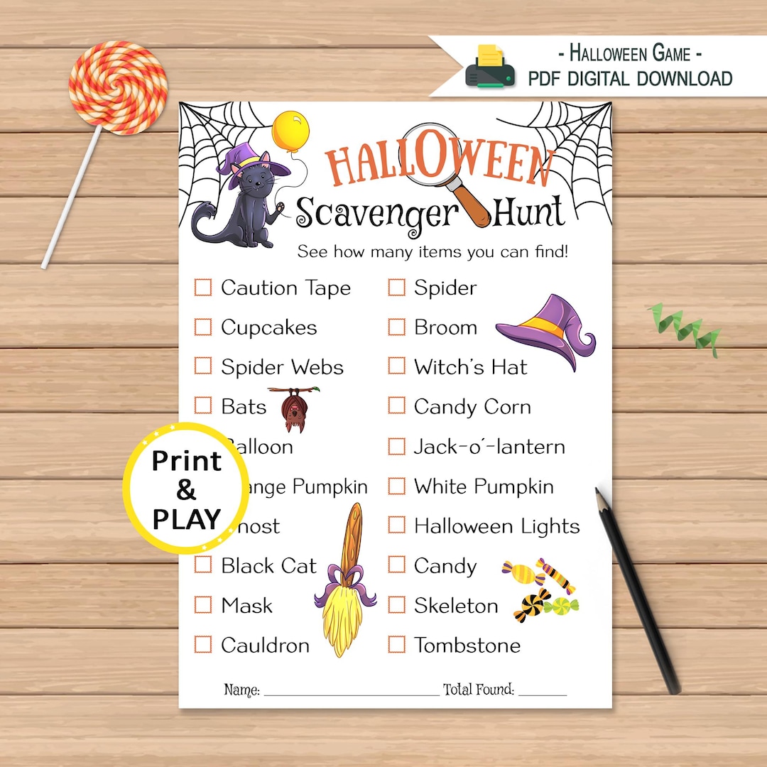 Halloween Scavenger Hunt: Kids Party Game, Printable Activity (PDF ...