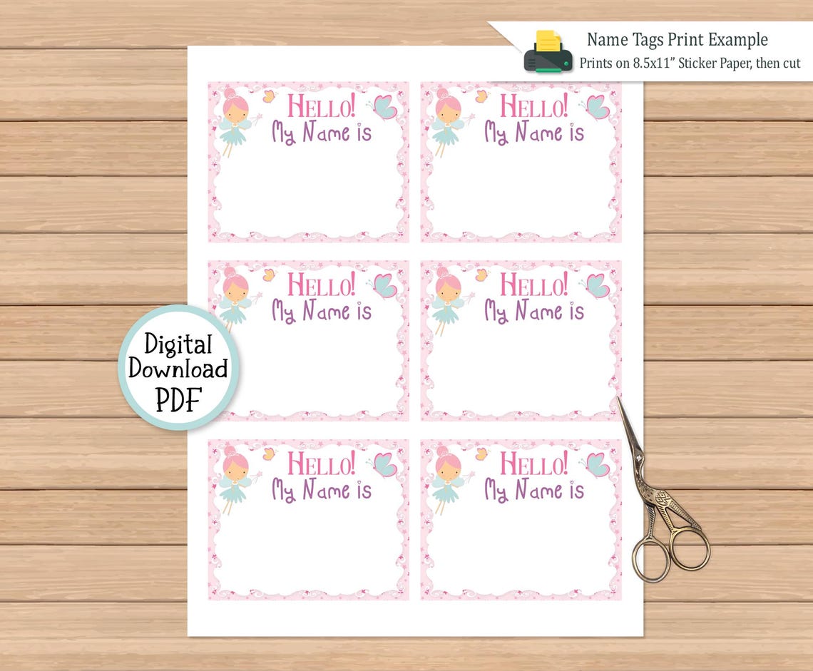 Fairy Name Game: Printable Birthday Party Activity (digital Download ...