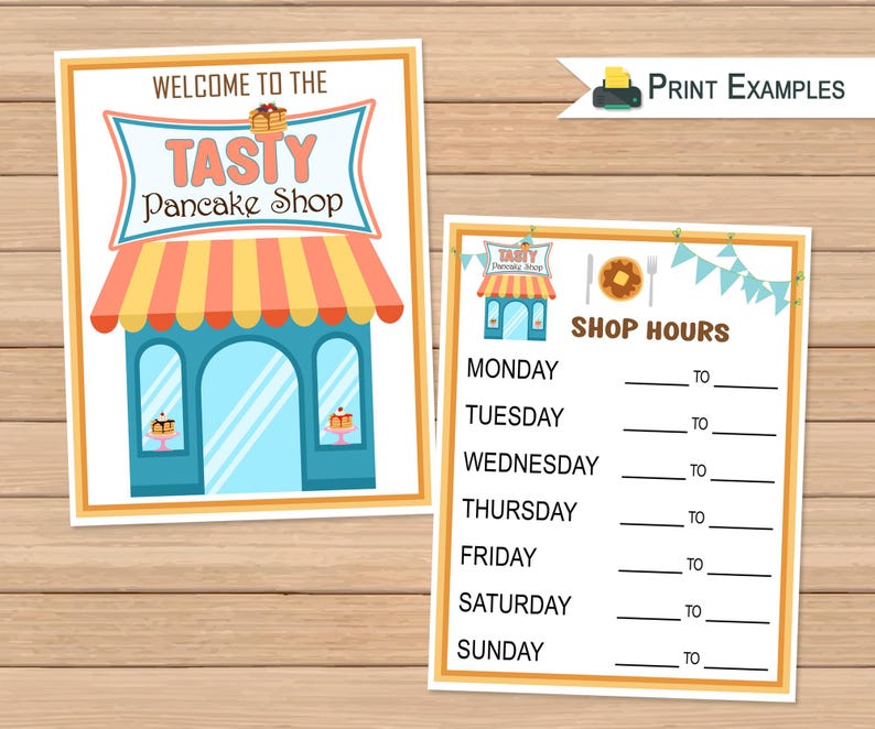 Printable Pretend Play Pancake Shop Set: Kids Dramatic Role Play ...