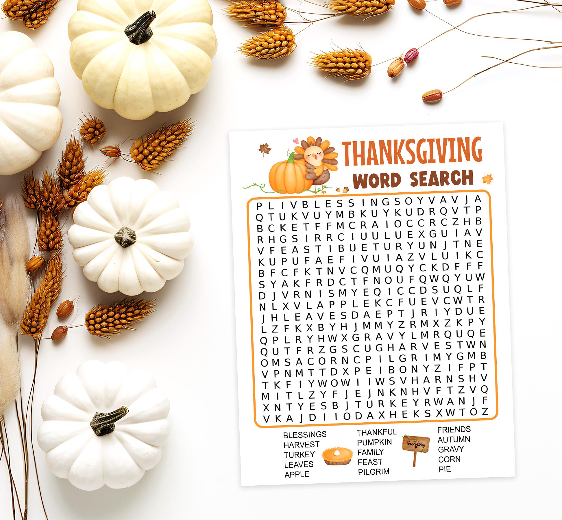 Thanksgiving Word Search for Kids - Etsy