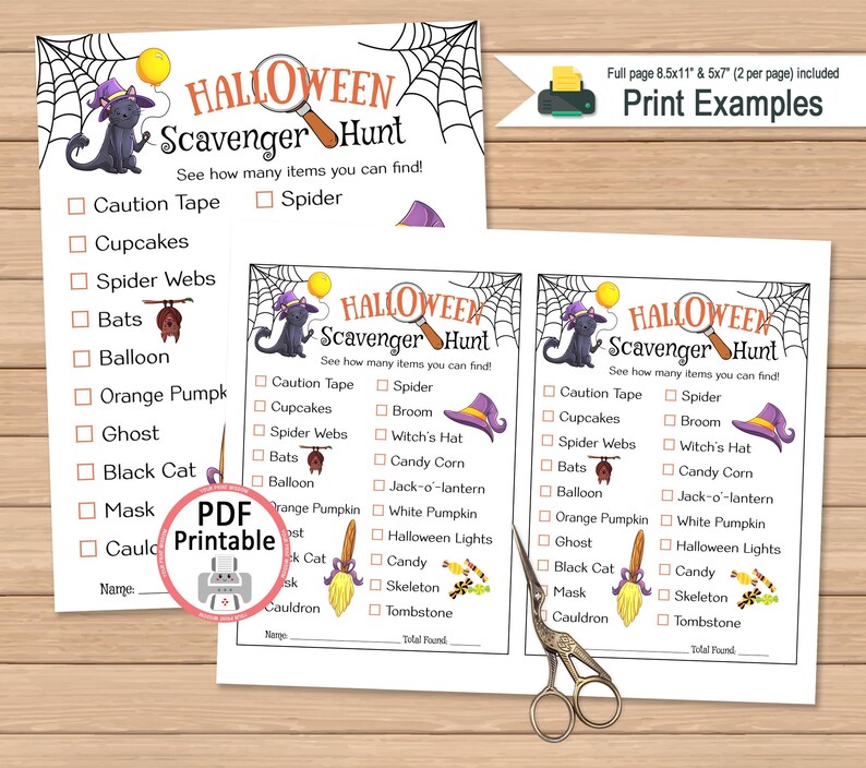 Halloween Scavenger Hunt: Kids Party Game, Printable Activity (PDF ...