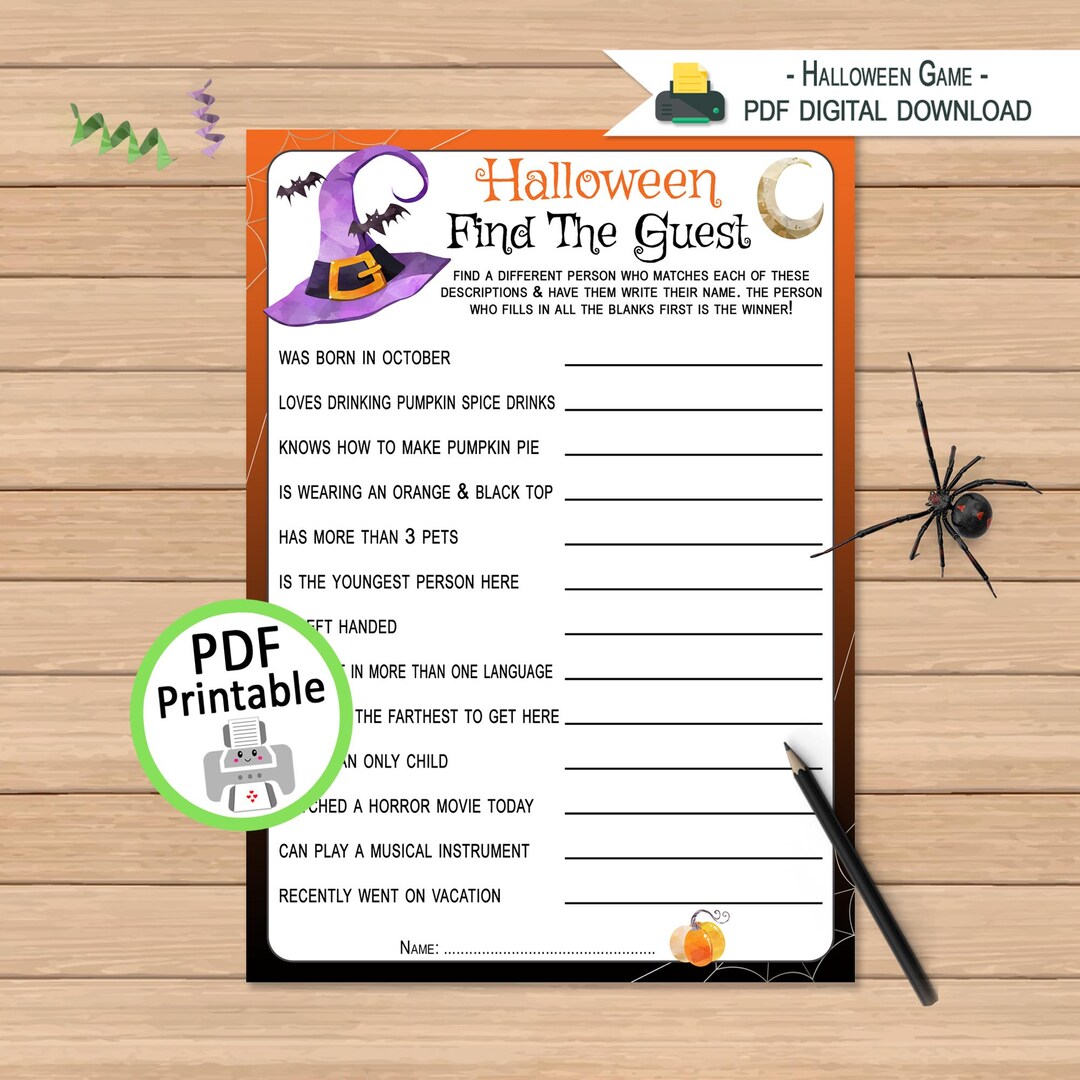 Halloween Find the Guest Game: Printable (PDF Digital Download) - Etsy