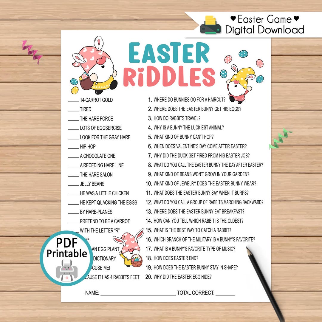 Easter Riddles: Printable Party Activity (PDF Download) - Etsy