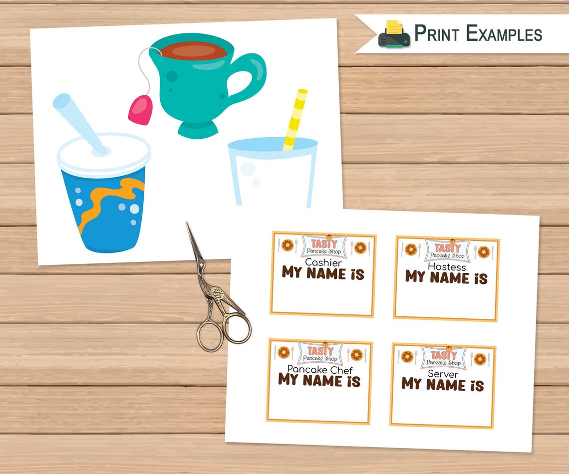 Printable Pretend Play Pancake Shop Set: Kids Dramatic Role Play ...