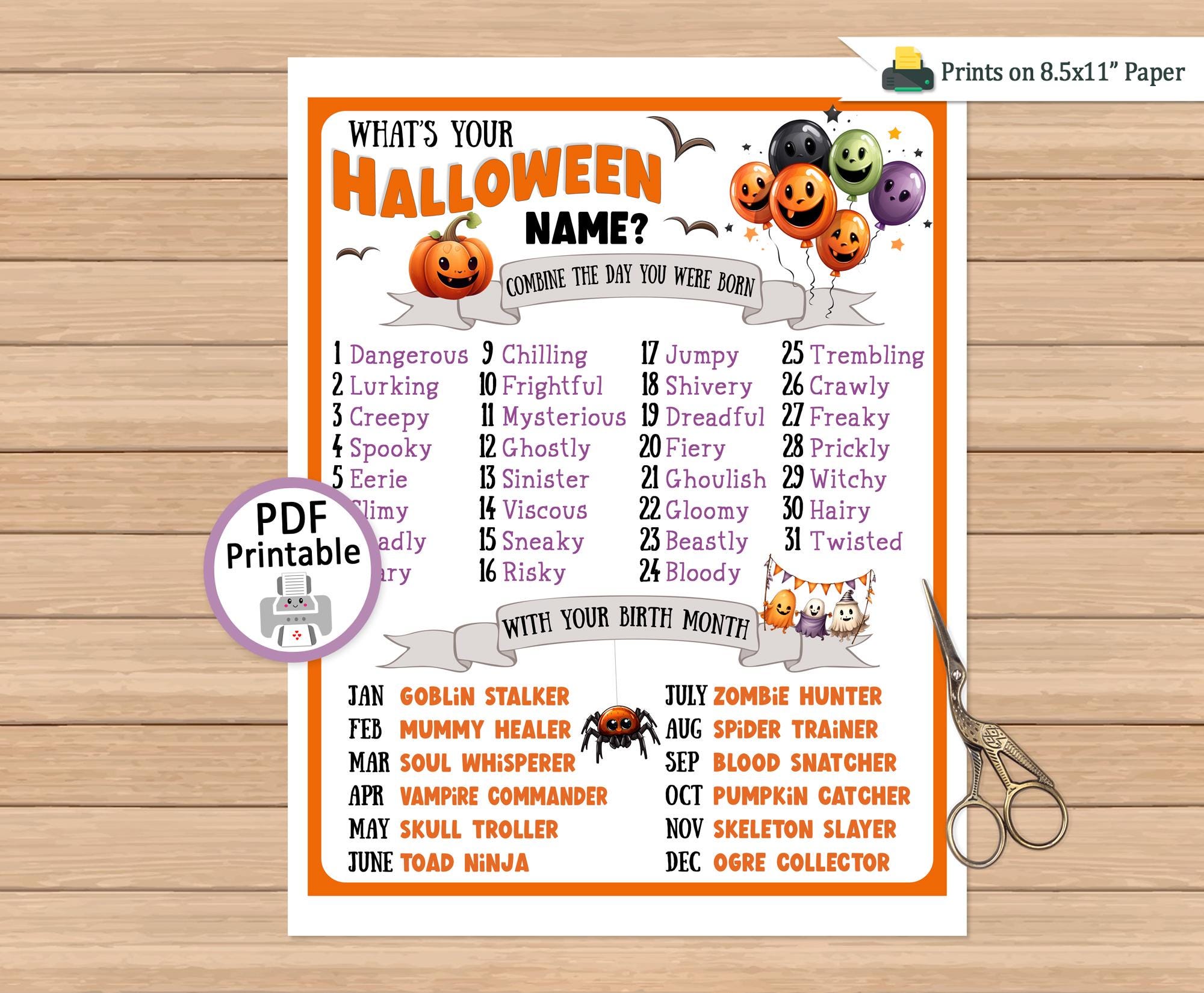 Halloween Name Game: Printable Party Activity (digital Download PDF) - Etsy