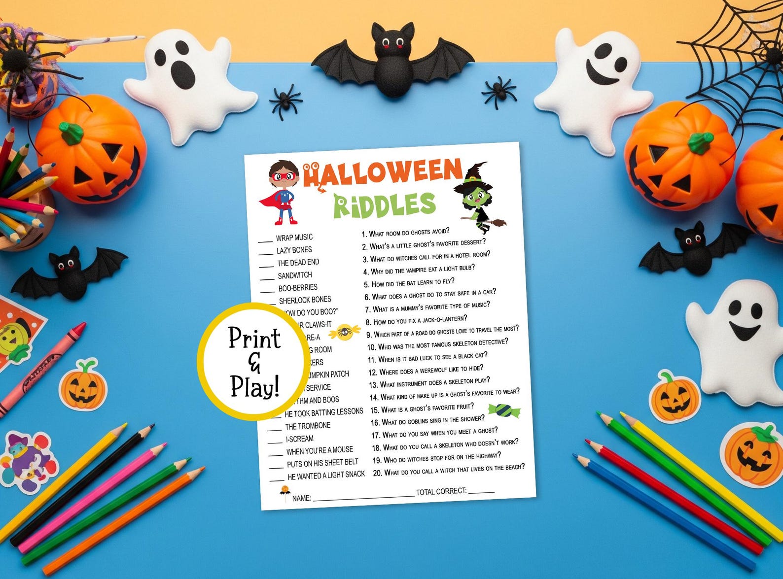 Halloween Riddles Game for Kids: Printable Party Quiz (digital Download ...