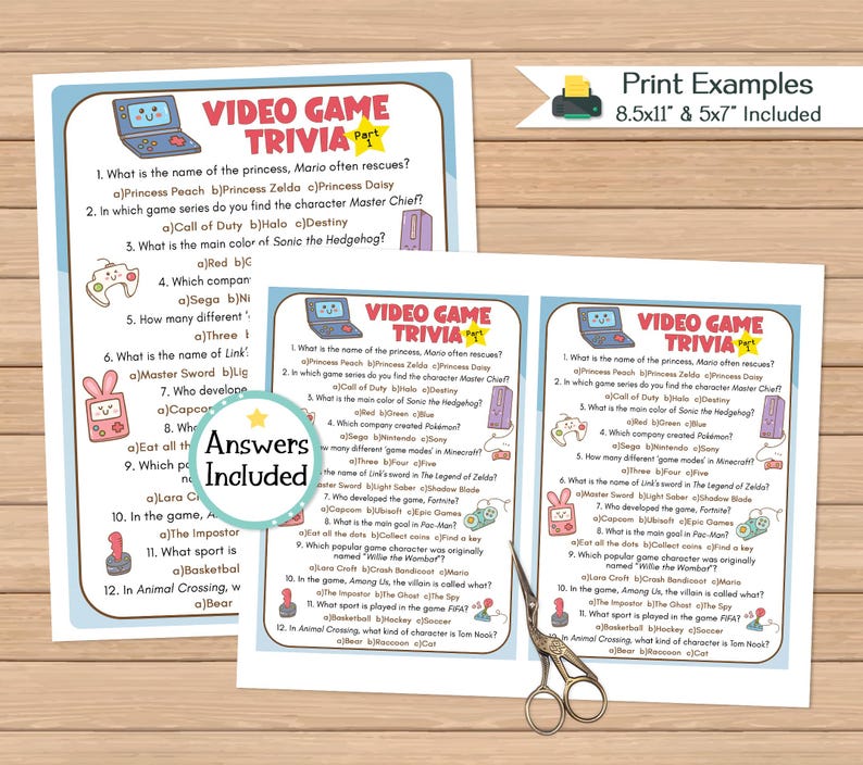 Video Game Trivia: Printable Gamer Quiz (PDF Digital Download) - Etsy