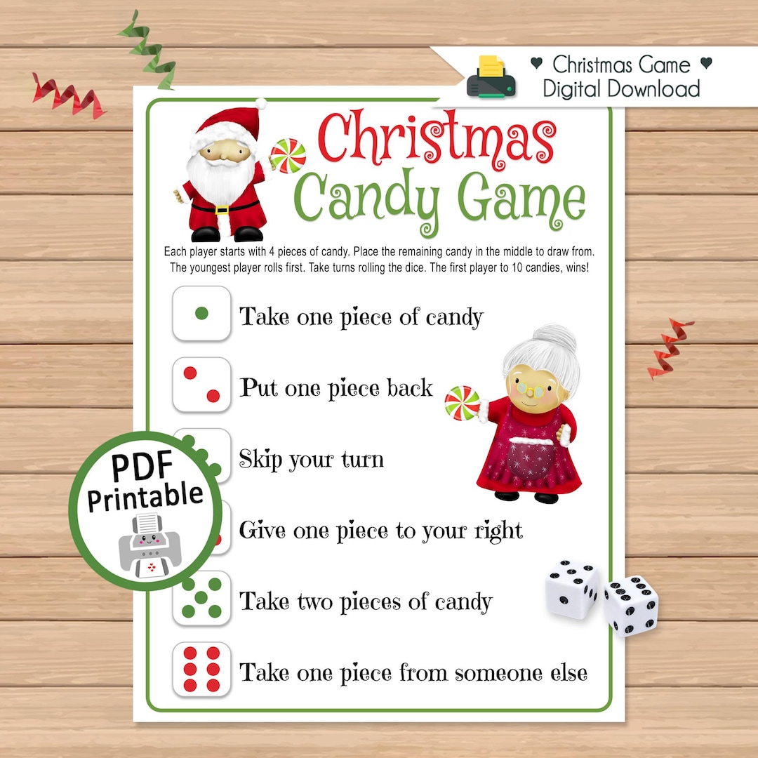 Christmas Candy Game: Printable Holiday Party Activity (PDF Download ...