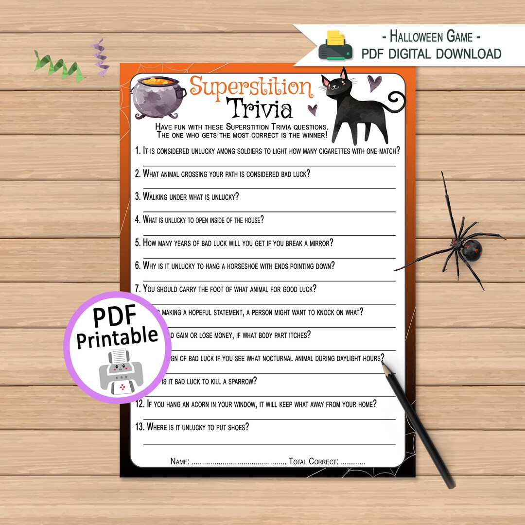 Superstition Trivia Game: Printable (PDF Digital Download) - Etsy