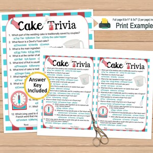 Cake Trivia Printable Game - Etsy
