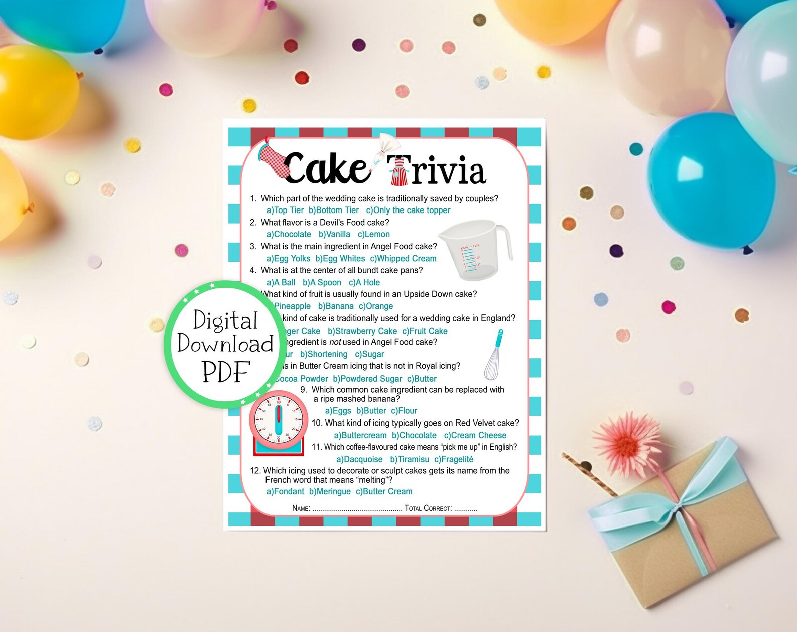 Cake Trivia Printable Game - Etsy