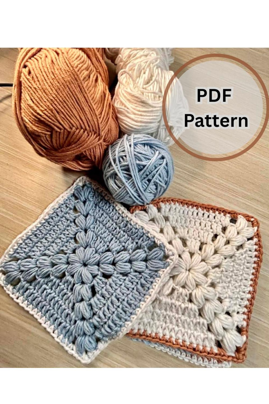 Crochet Granny Square Pattern – Puff Stitch Flower Square (PDF ...