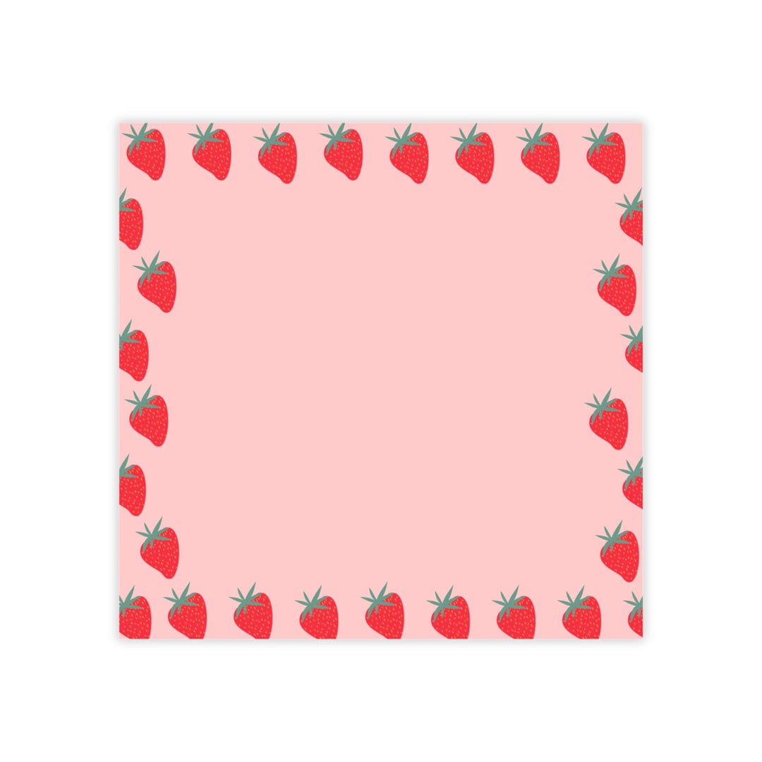 Strawberry Print Note Pads, Cute Sticky Notes, Fun Stationery, Gift for ...