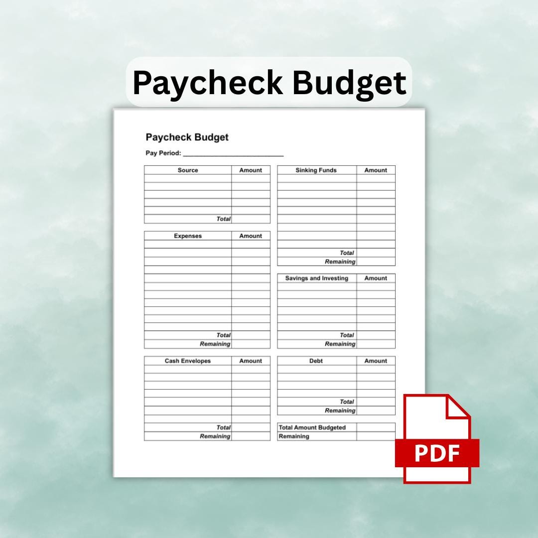 Simple and Effective Paycheck Budget Digital Download - Etsy
