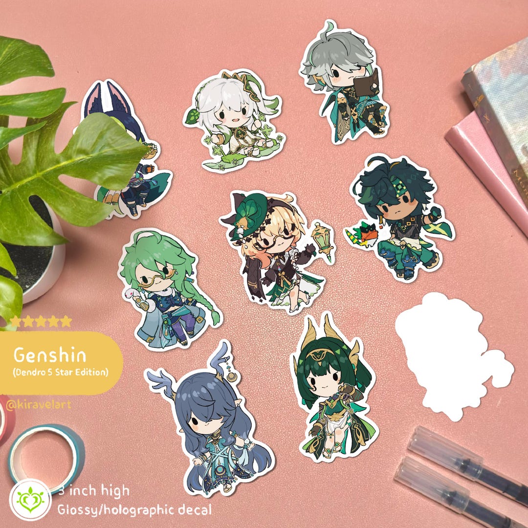 Dendro Genshin Impact Sticker: 5 Star Anime Decal, Waterproof ...