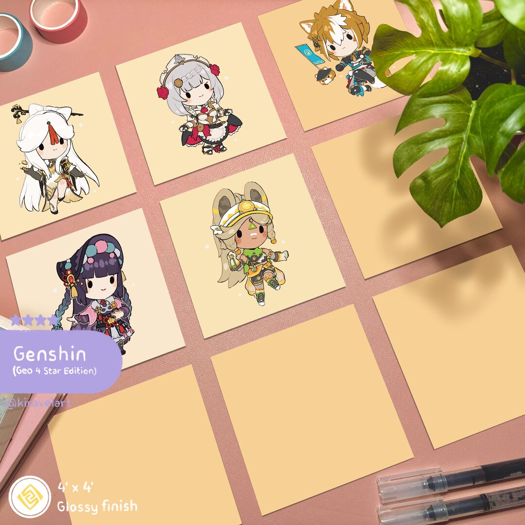Genshin Impact Geo Character Prints: Handmade Glossy Anime Art - Etsy