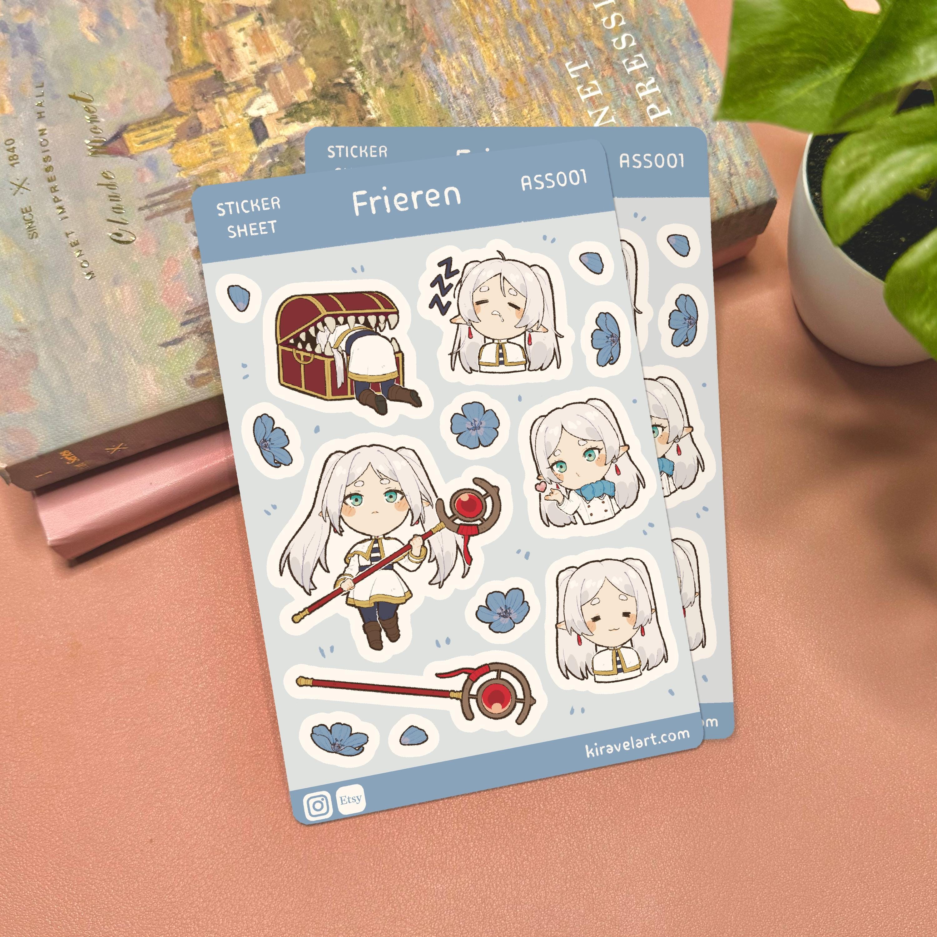 Frieren Cute Anime Sticker Sheet | Anime Kawaii Cute Waterproof Sticker ...