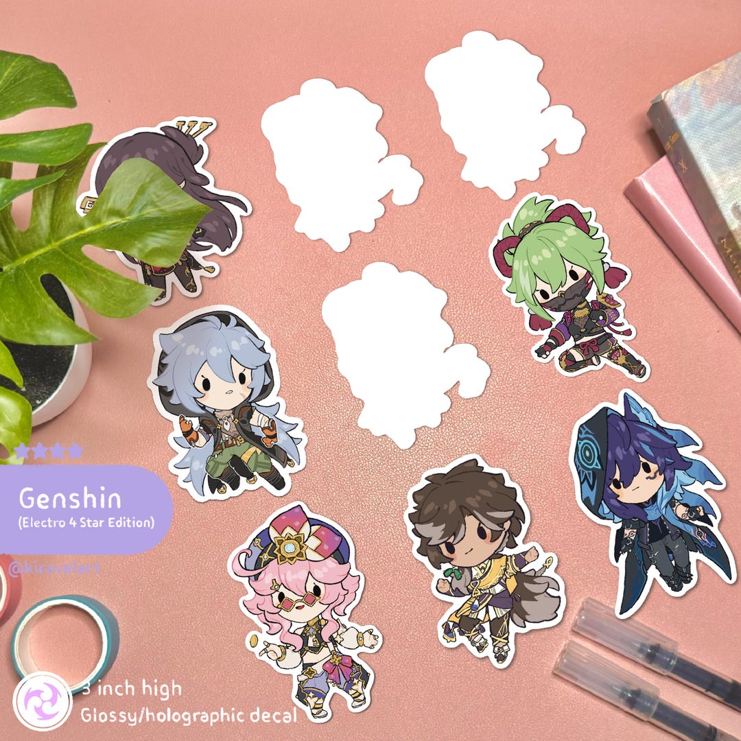4 Star Electro Genshin Impact Sticker | Kawaii Anime Decal Waterproof ...