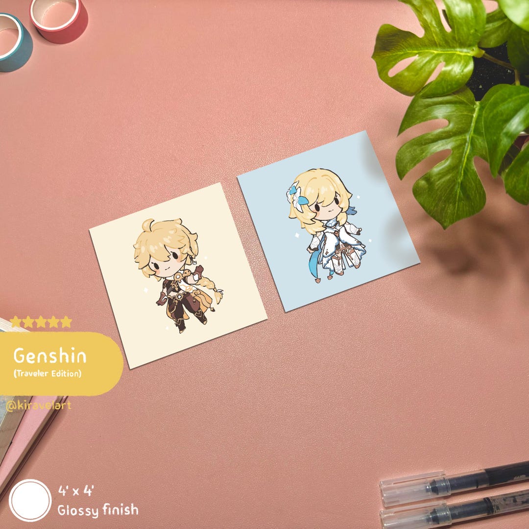 Genshin Impact Traveler Mini Print: Kawaii Chibi Anime Art - Etsy