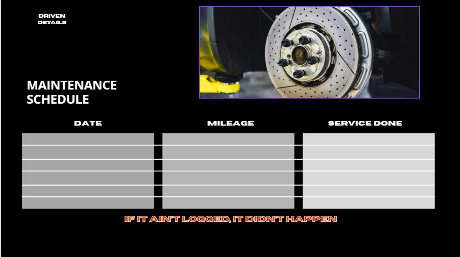 Car Maintenance Log ( Printable Service Sheet ) - Etsy