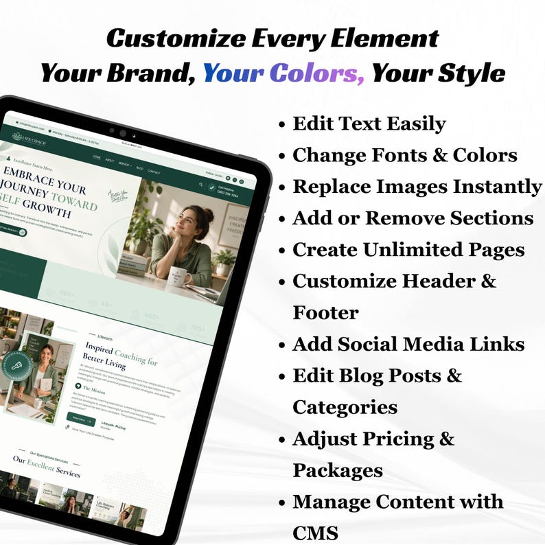 Coaching Website Template for Wix Studio | Life Coach Website | Drag ...