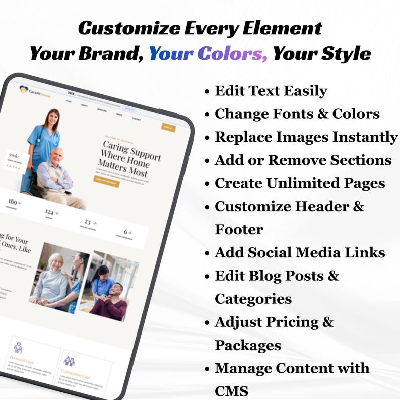 Wix Website Template for Home Health Care, Senior Assistance, Nursing ...