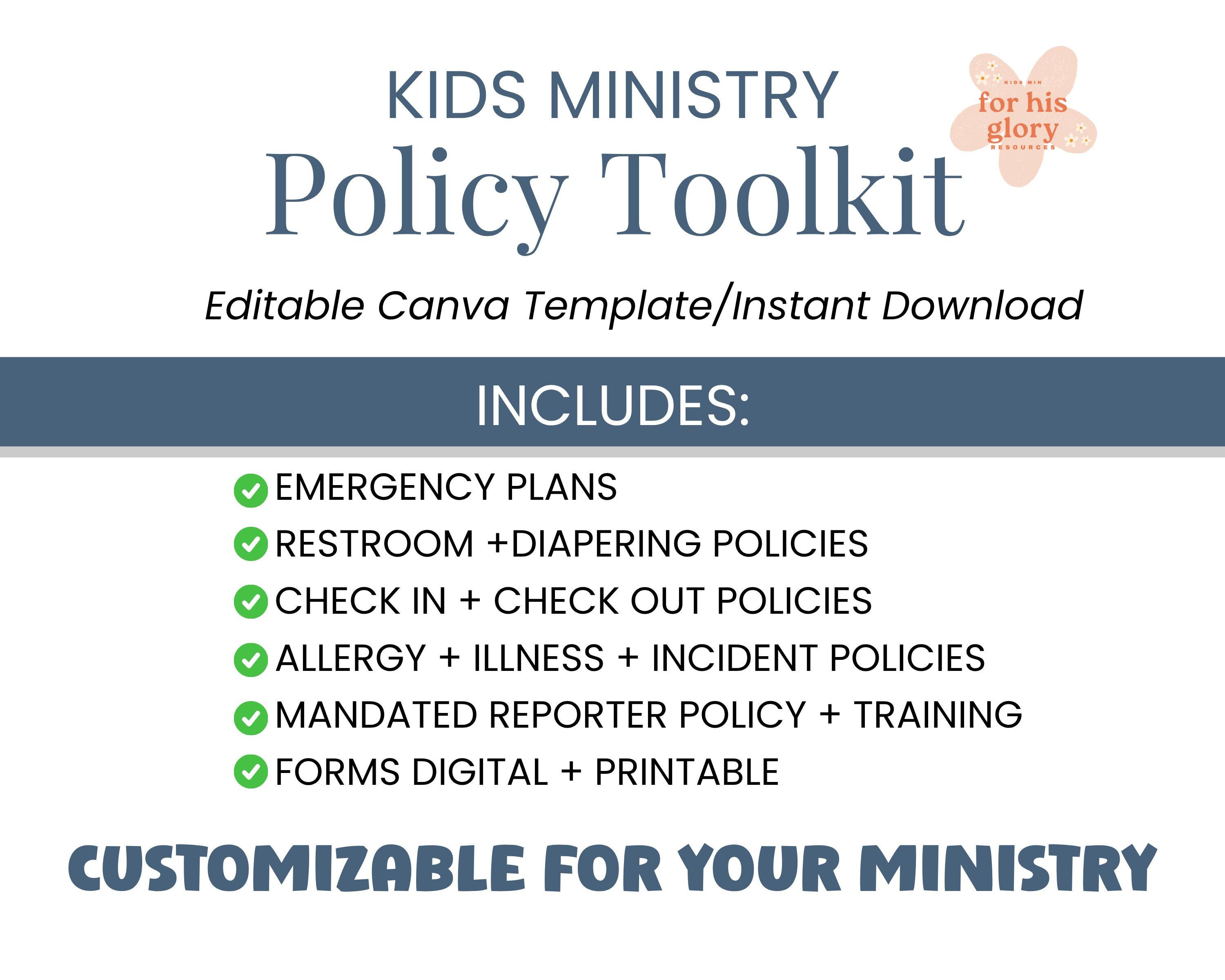 Editable Kids Ministry Policy Toolkit | Church Safety, Discipline ...