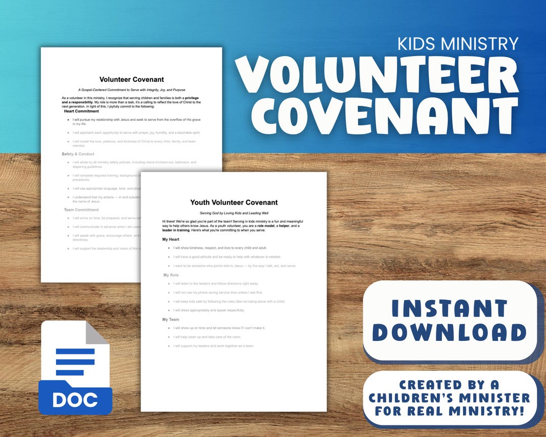 Editable Ministry Covenant Template: Church Volunteer Expectations (PDF ...