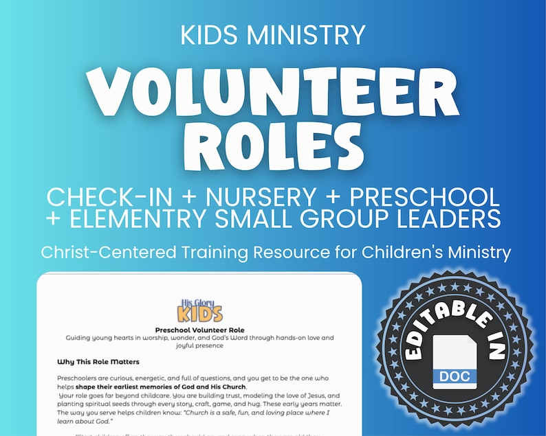 Nursery, Preschool & Elementary Small Group + Check-in Volunteer Role ...