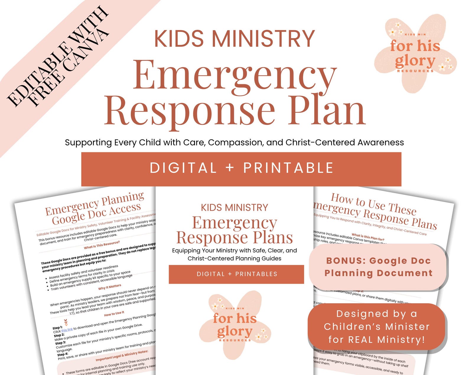 Emergency Response Plan Pack for Kids Ministry | Editable Google Docs ...