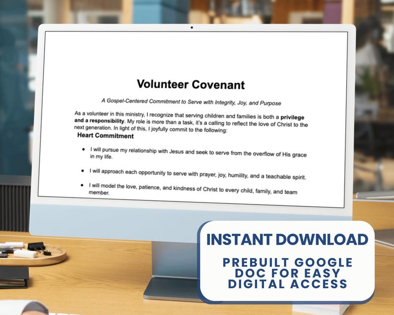 Editable Ministry Covenant Template: Church Volunteer Expectations (PDF ...