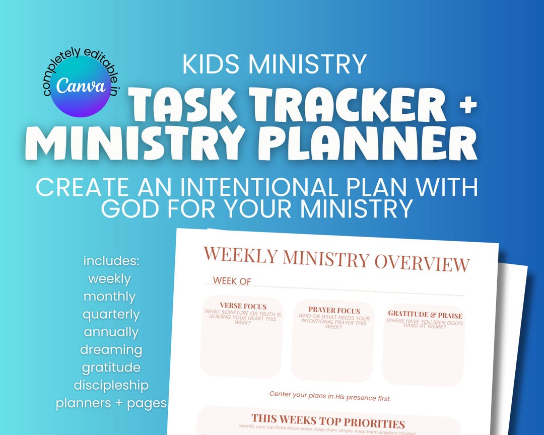 Children’s Ministry Planner & Task Tracker |editable Canva Template ...