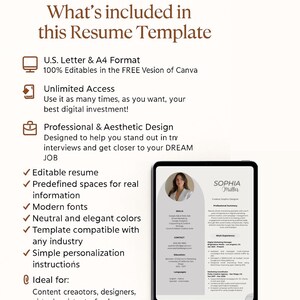 Professional Resume Template for Canva – Editable CV – Clean and Modern ...