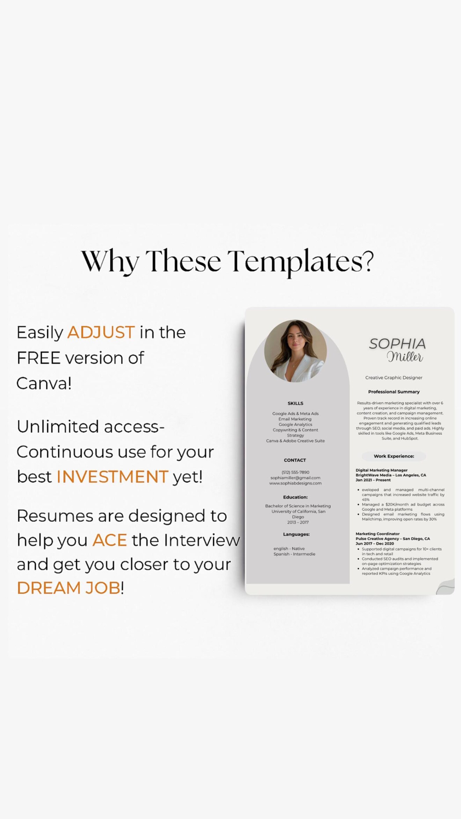 Professional Resume Template for Canva – Editable CV – Clean and Modern ...