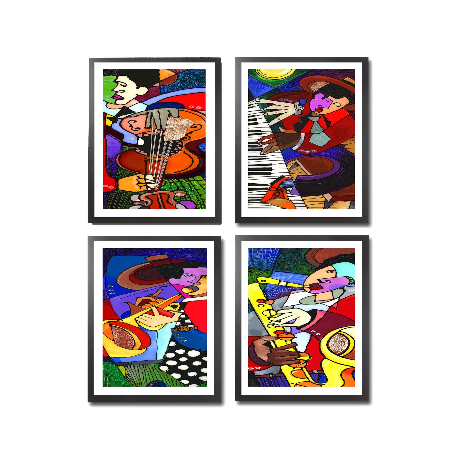 4 Piece Jazz Set New Orleans Artwork Jazz Art Home Decor - Etsy