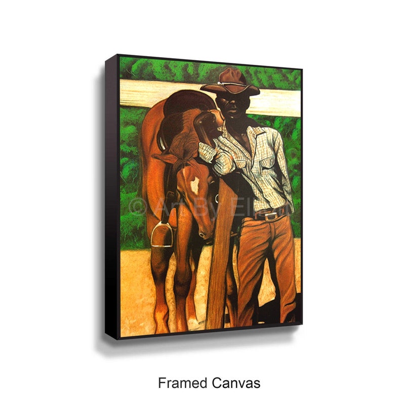 The Black Cowboy Canvas Wall Art African American Art Black | Etsy