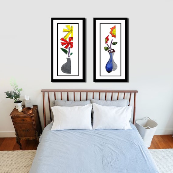 Floral Prints Flower Wall Art 2 Piece Flower Set Colorful | Etsy