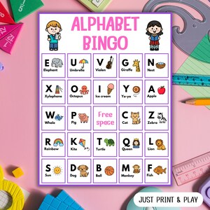 Alphabet Bingo Game A-Z: 30 Colorful Cards, Letter Recognition ...