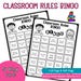 Classroom Rules Bingo Printable Game Black and White– Back to School ...