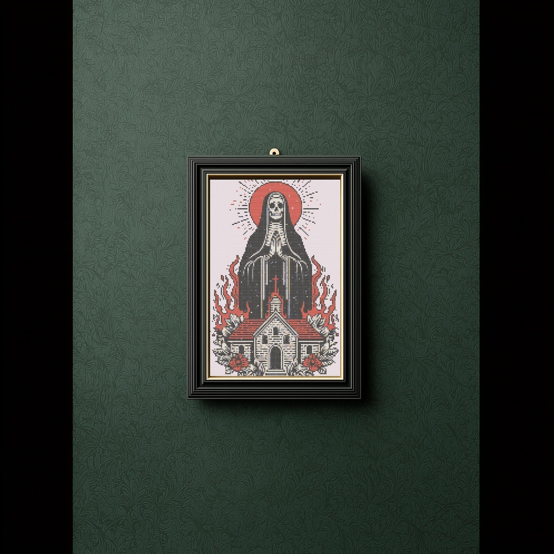 Gothic Skeleton Nun Cross Stitch Pattern: Dark Horror Embroidery (PDF ...
