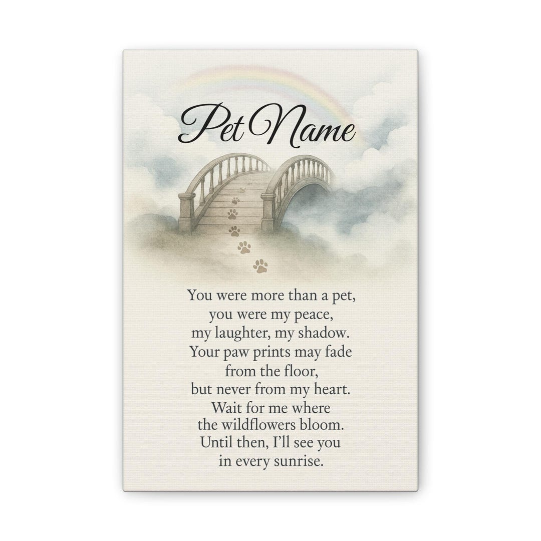 Personalized Rainbow Bridge Pet Memorial Canvas - Custom Pet Loss Gift ...