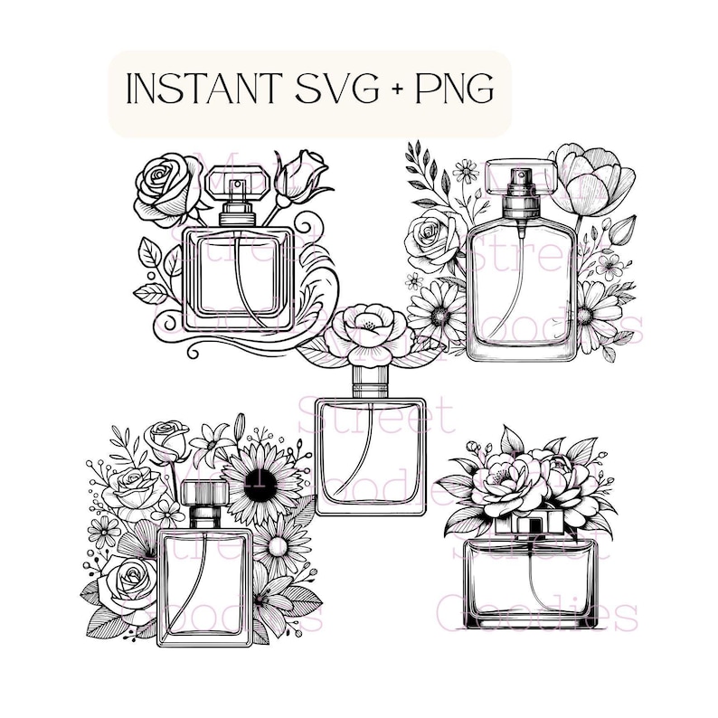 Perfume Bottle SVG Bundle, Floral Perfume SVG, Minimalist Outline ...